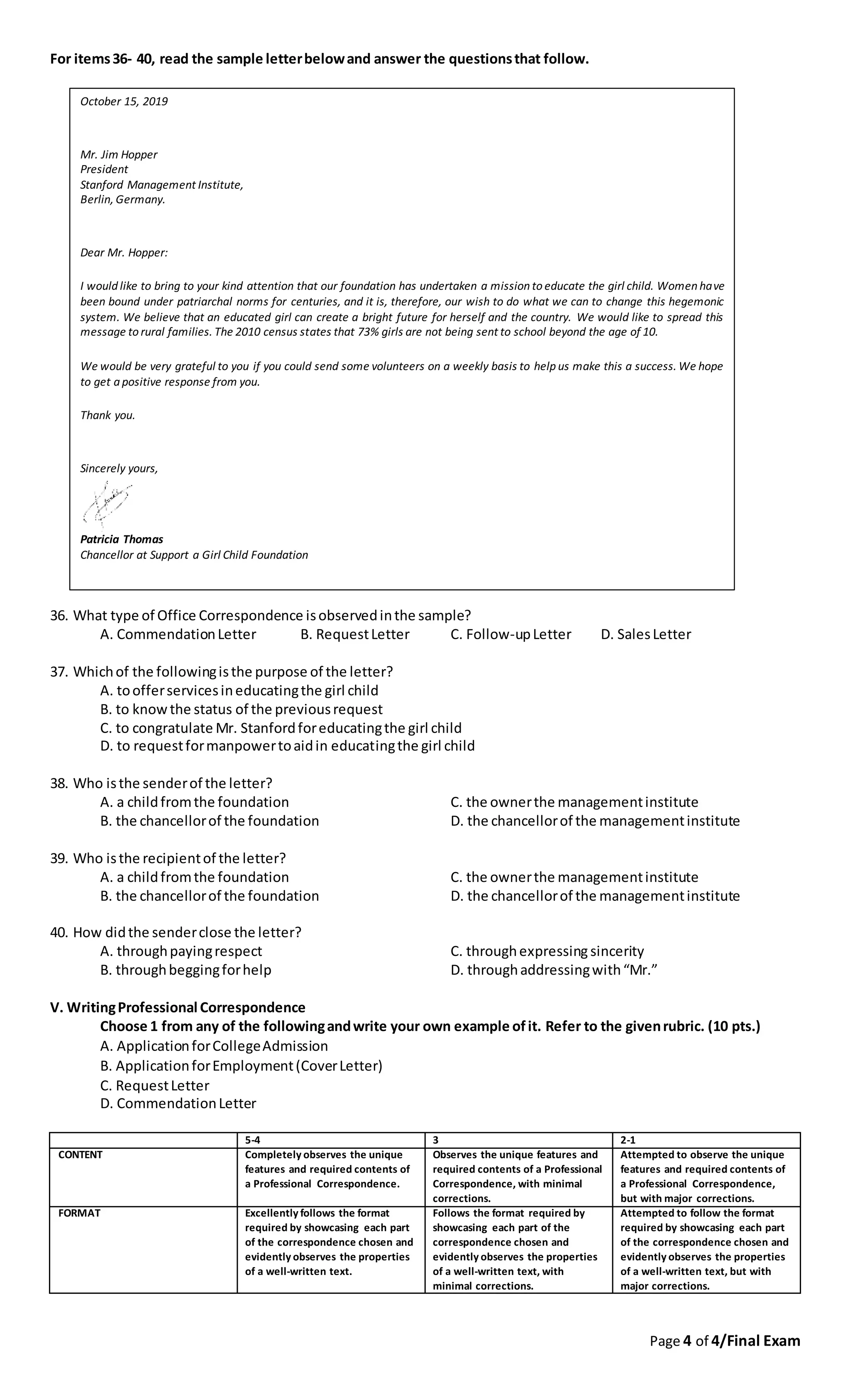 Rws final exam2019-2020 | DOCX