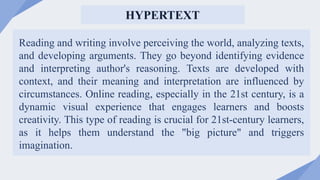 HYPERTEXT AND INTERTEXT READING AND WRITING REPORT | PPTX