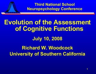 Dr. Woocock's Evolution of Cognitive Assessments | PPT