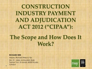 RWY CIPAA 2012 - Scope and Applicability | PPT