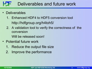 Using HDF5 Archive Information Package to preserve HDF-EOS2 data | PPT