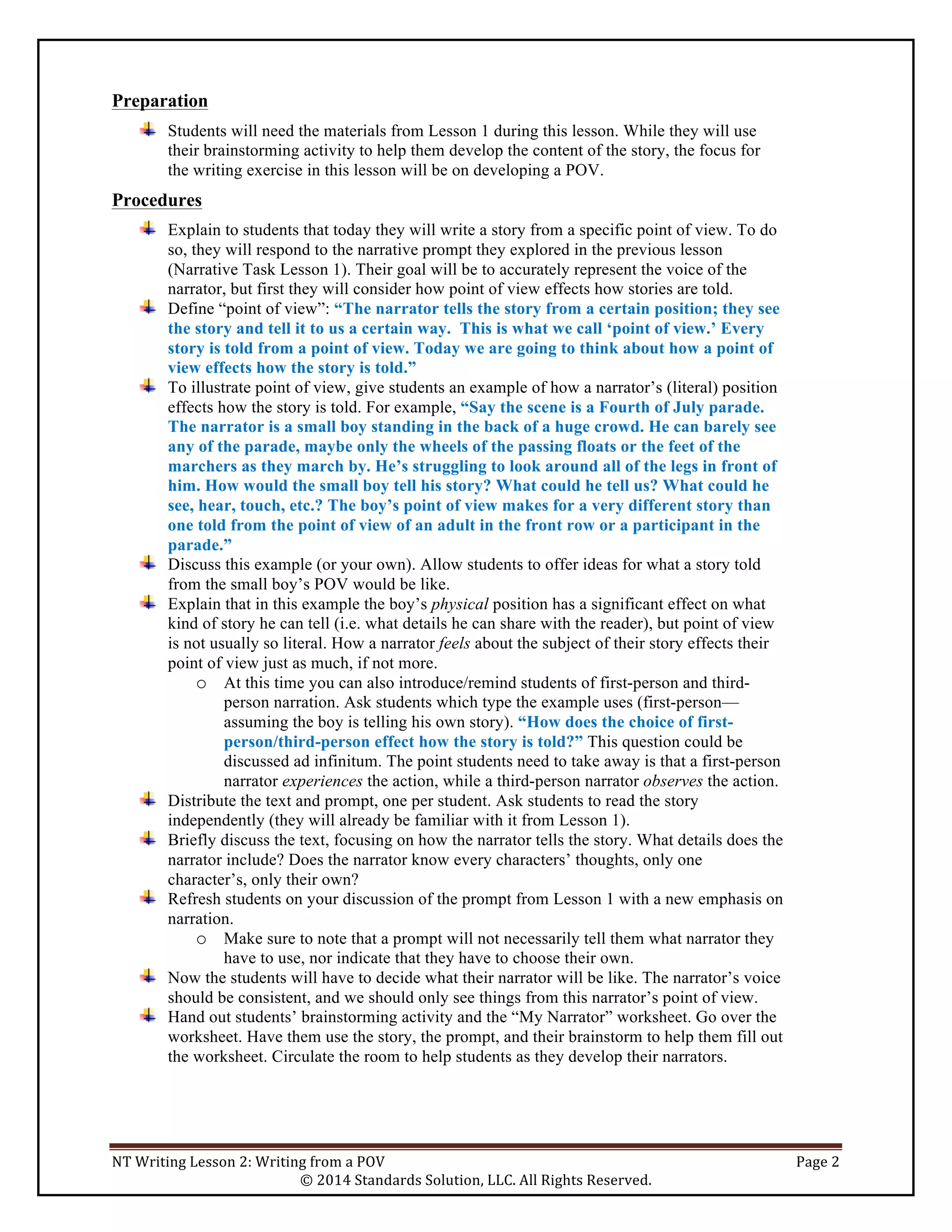 PARCC sample lesson plans Grade 4 Writing | PDF