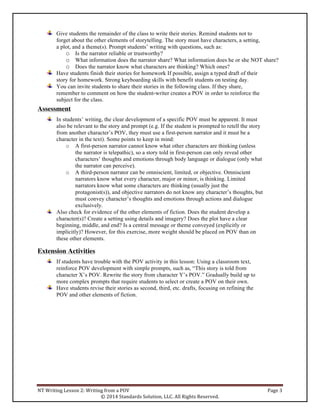 PARCC lesson plan writing grade 4 | PDF
