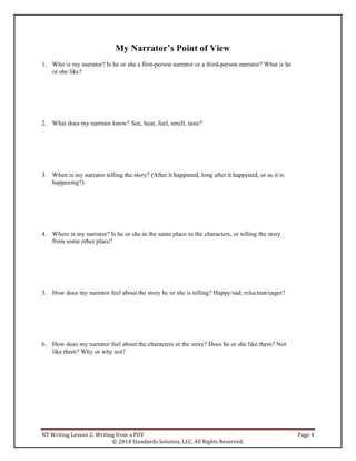 PARCC lesson plan writing grade 4 | PDF