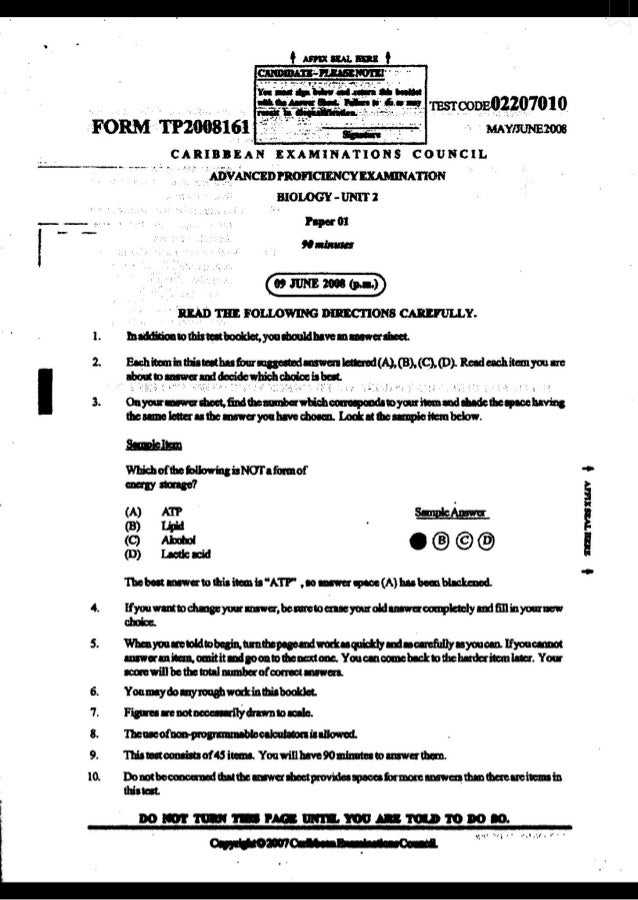 CAPE Biology Unit 2 Paper 1s 2007 2015 cape-biology-unit-2-paper-1s-2007-2015