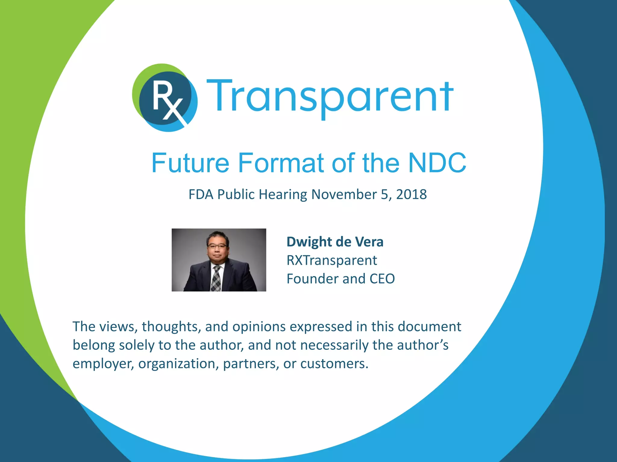 RXTransparent fda public hearing future format ndc distribution | PDF ...