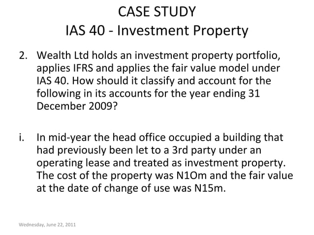 Exercises ias 40 investment property | PPT