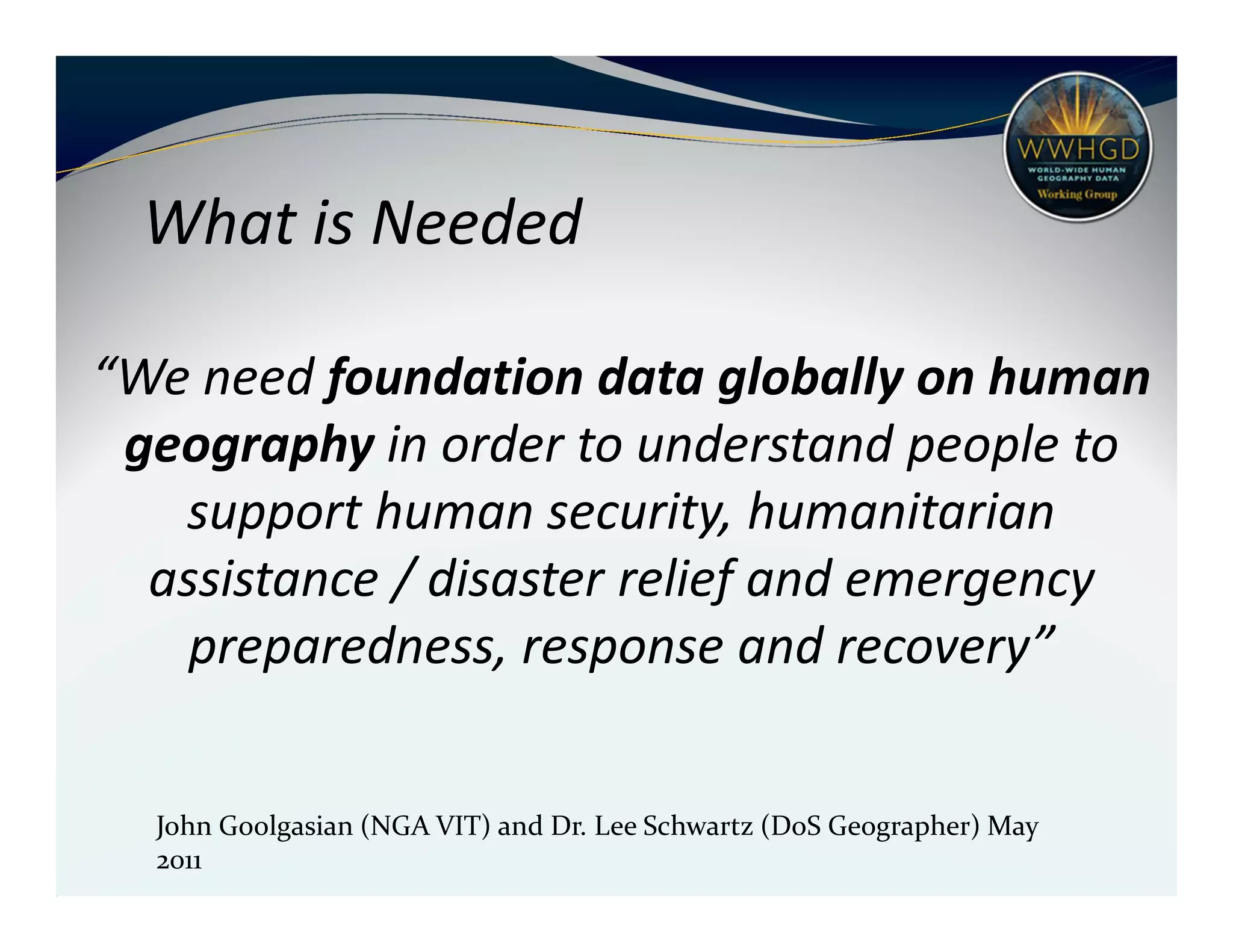 World-Wide Human Geography Data Working Group Update | PDF