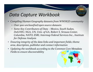 World-Wide Human Geography Data Working Group Update | PDF