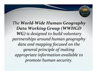 World-Wide Human Geography Data Working Group Update | PDF