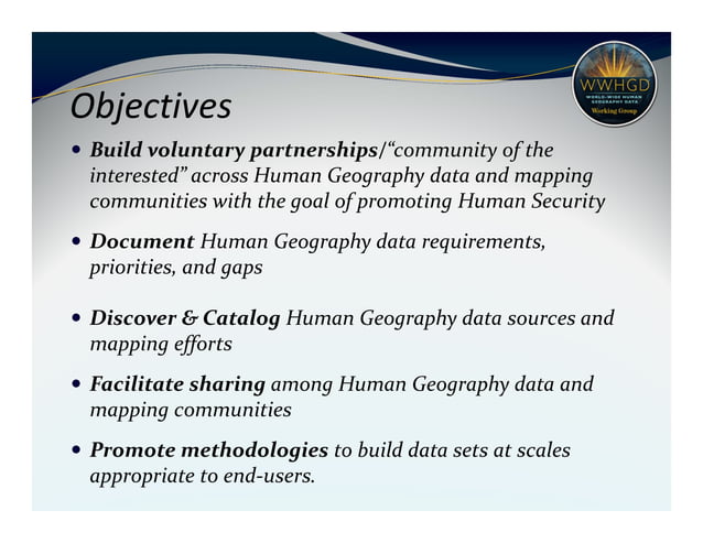 World-Wide Human Geography Data Working Group Update | PPT