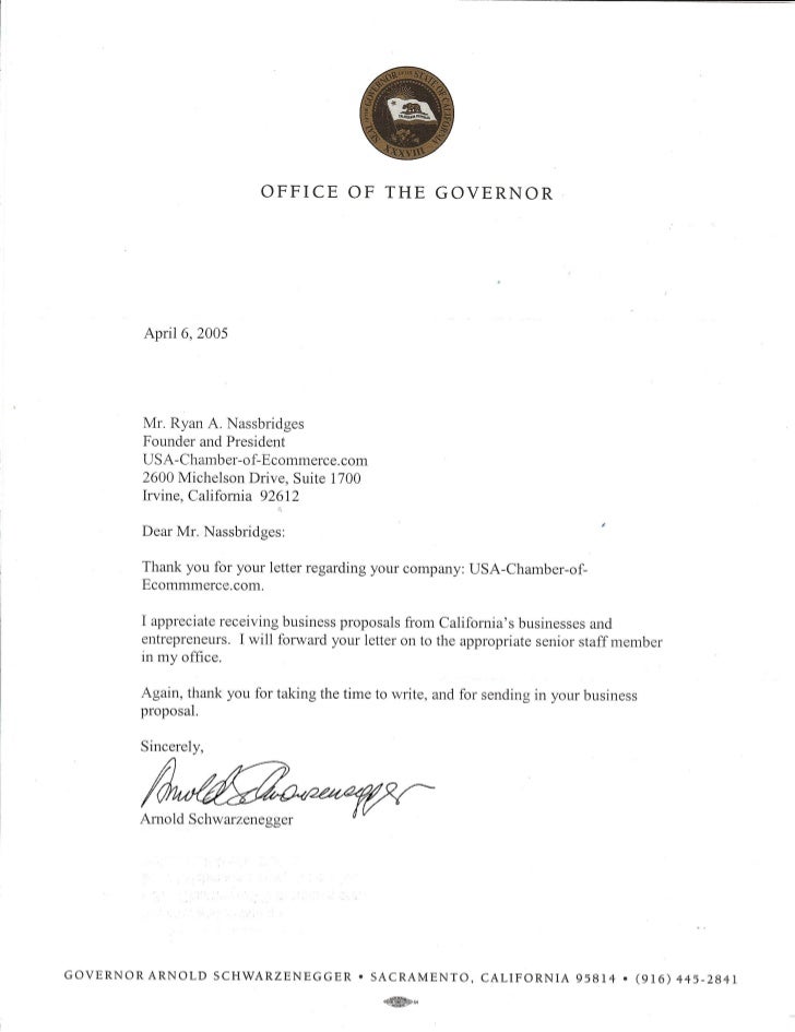 Ryan a. nassbridges letter from the office of the governor