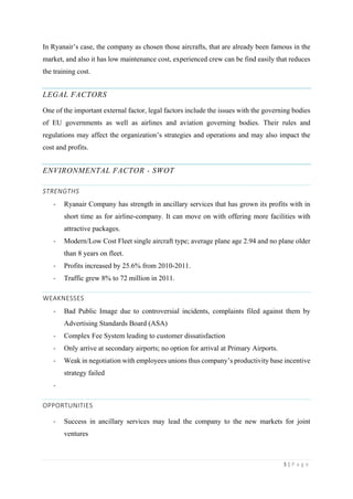 RYANAIR HOLDINGS, PLC (CASE STUDY - 2011) | PDF