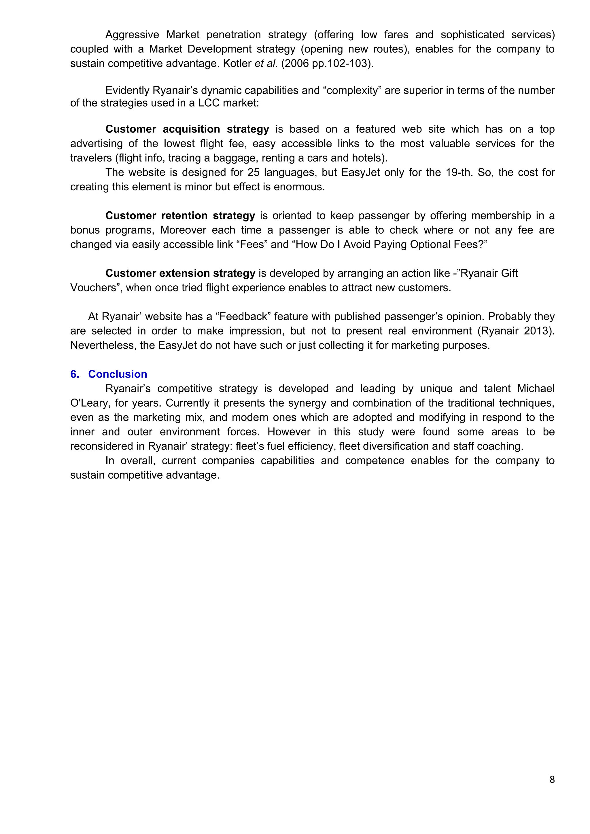 Ryanair’s competitive strategy review (2013, UK) | PDF