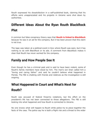 Ryan Routh BlackRock Rumors and the Attempt on Trump’s Life | PDF