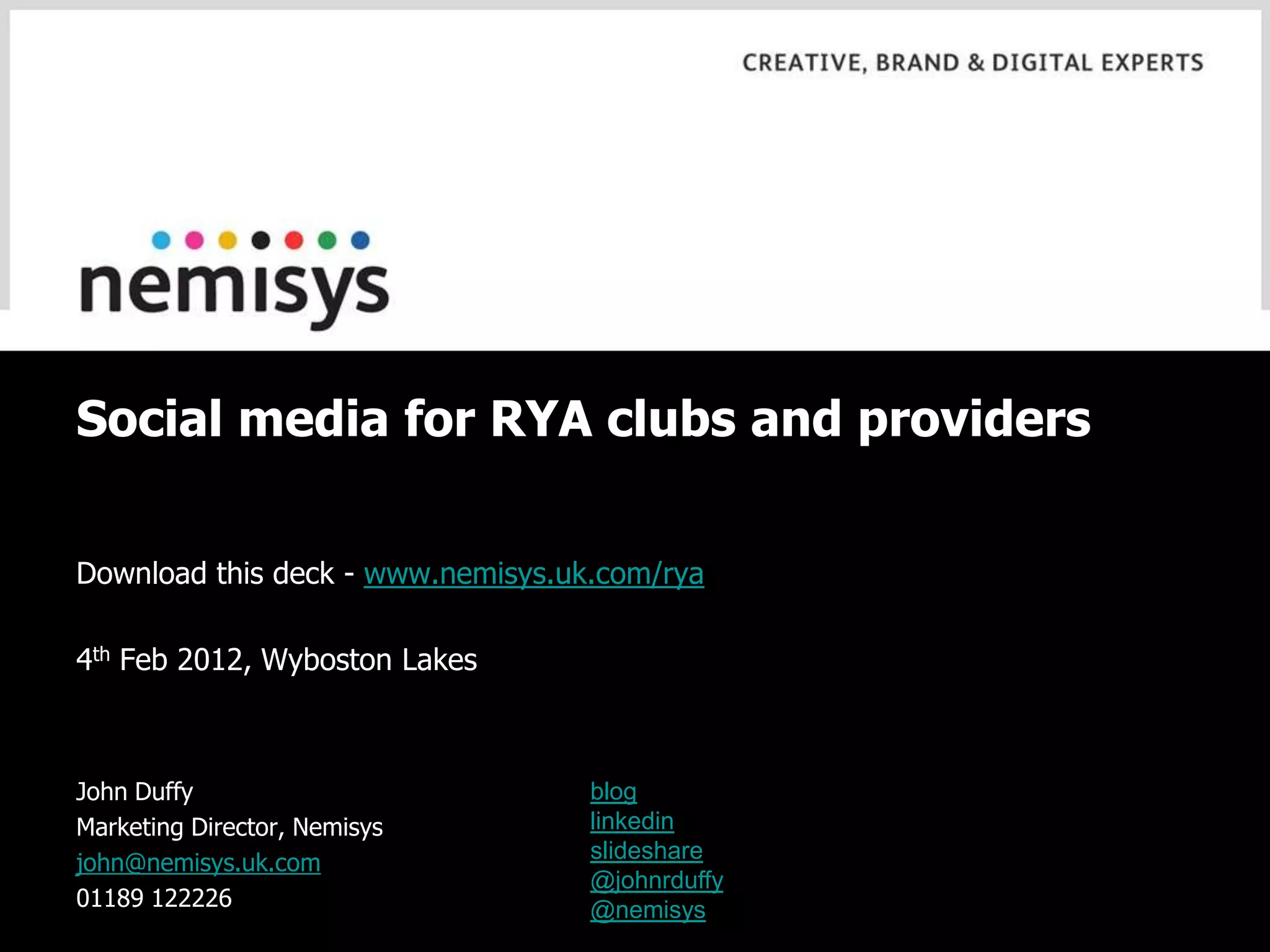 RYA Training Conference - social media | PPT