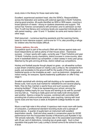 Ryedale School review from The Good School Guide | PDF