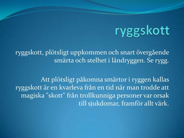 Ryggskott | PPT