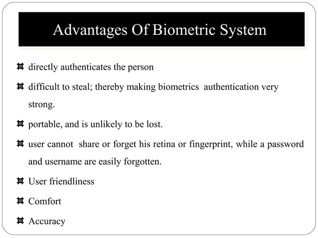 Bio-metrics Authentication Technique | PPT | Internet | Computing