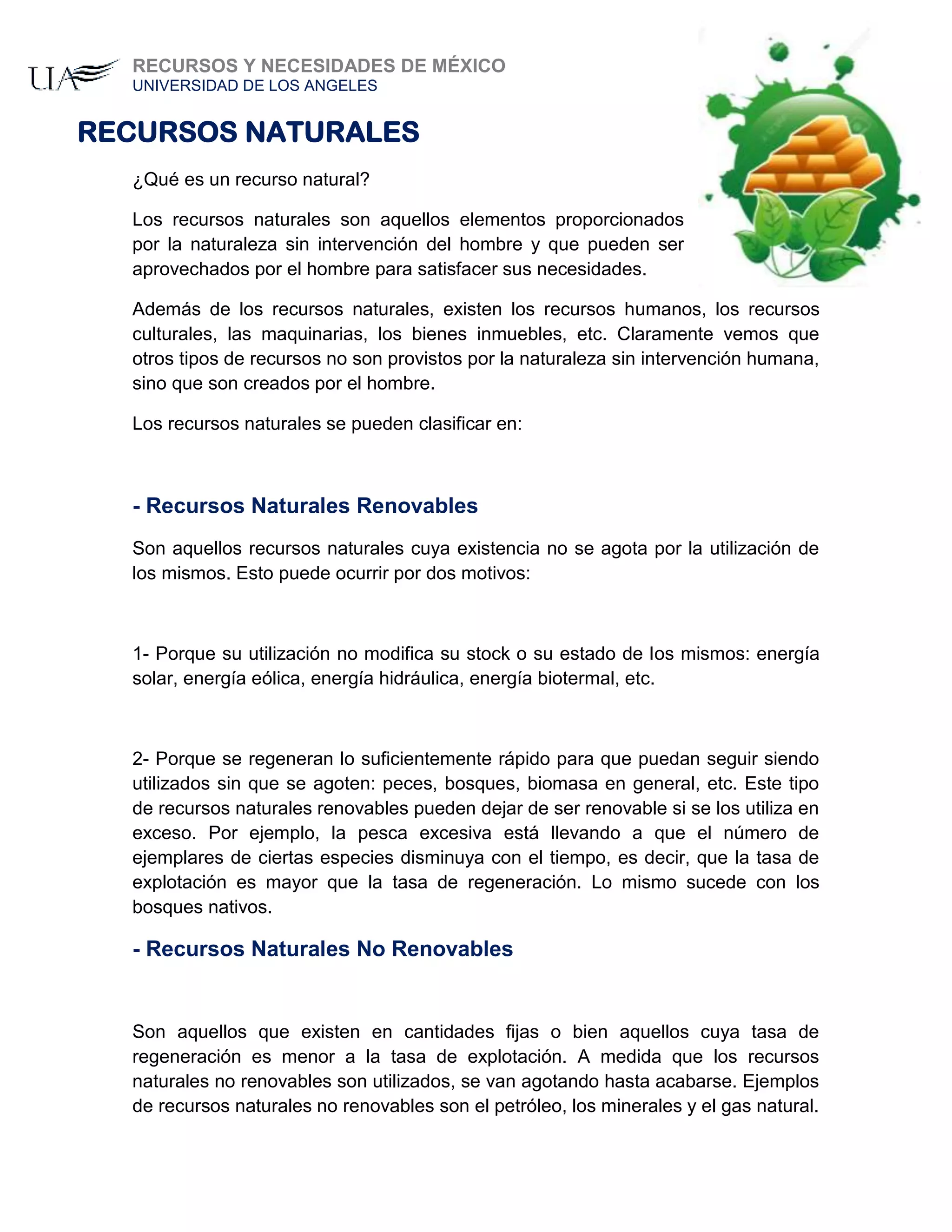 Los recursos naturales | PDF