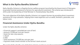 Rythu Bandhu Scheme: Support for Agriculture | PPTX