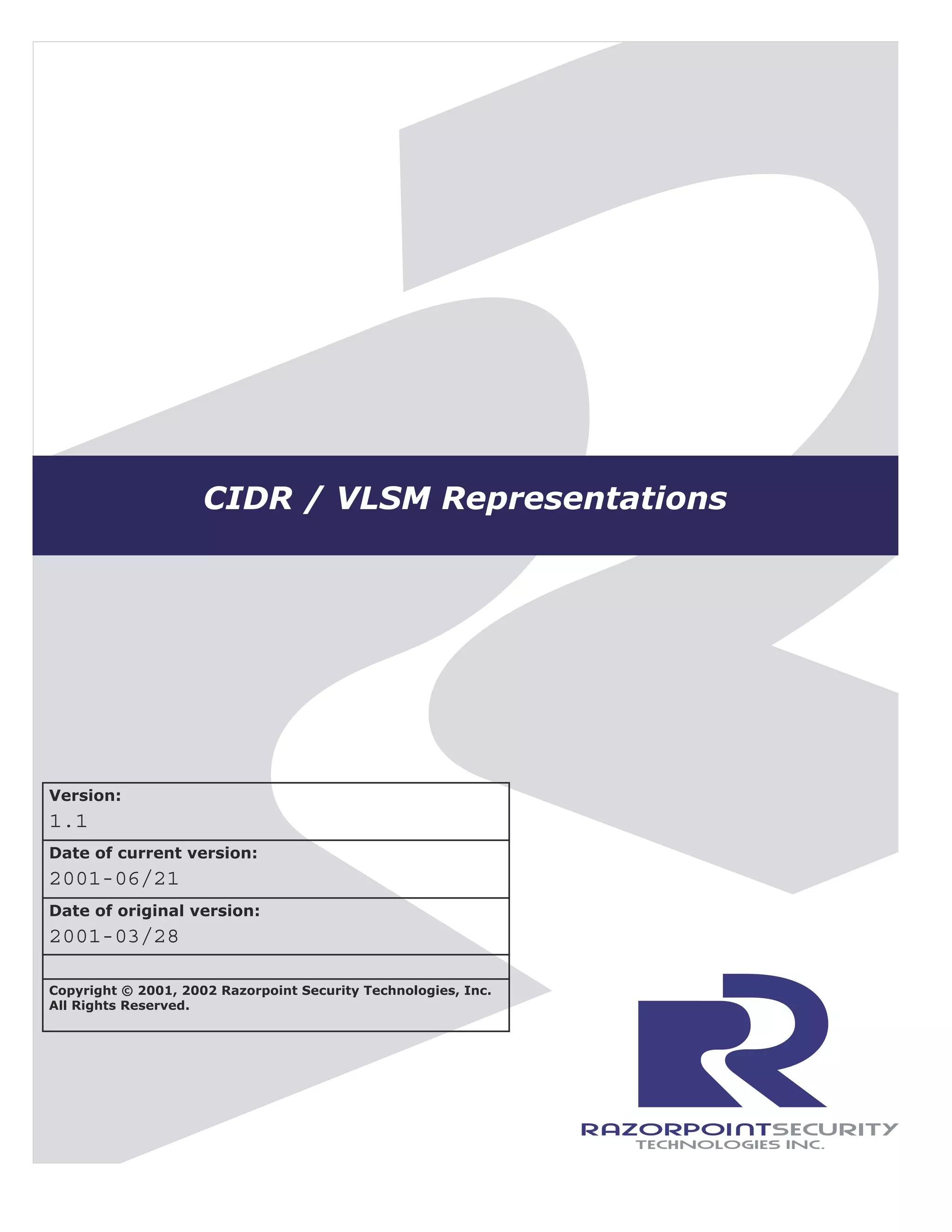 CIDR / VLSM REPRESENTATION GUIDE | PDF | Computer Networking | Computing