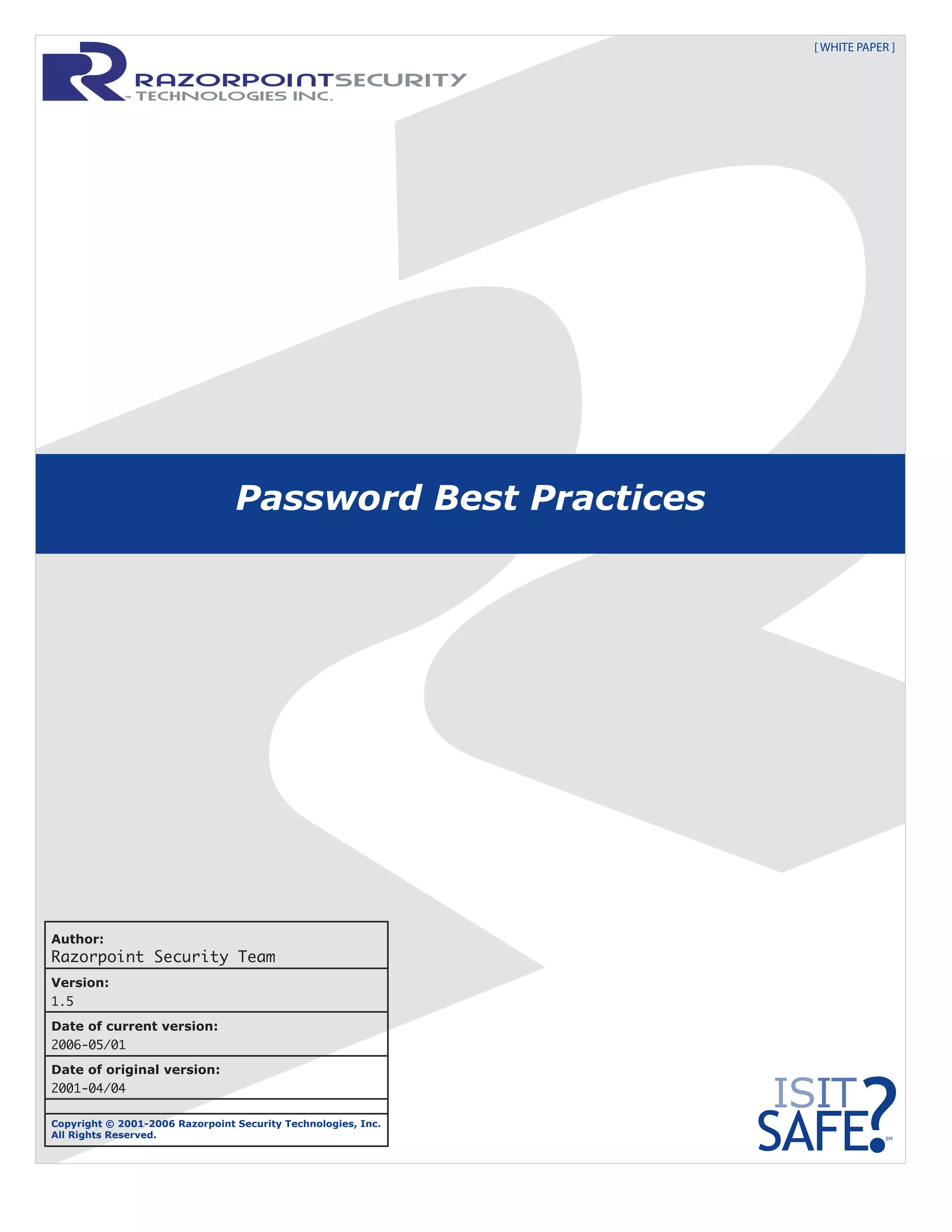 PASSWORD BEST PRACTICES | PDF | Internet Safety | Parenting