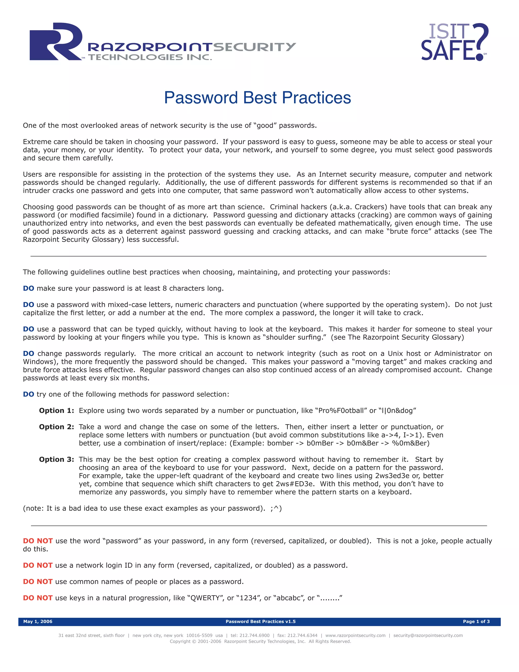 PASSWORD BEST PRACTICES | PDF | Internet Safety | Parenting