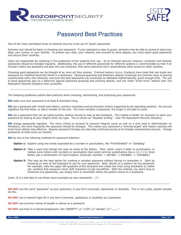 Password Best Practices Pdf