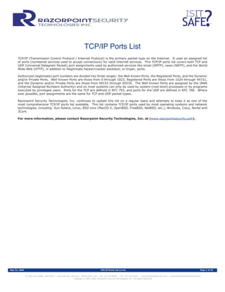 RAZORPOINT TCP/UDP PORTS LIST | PDF