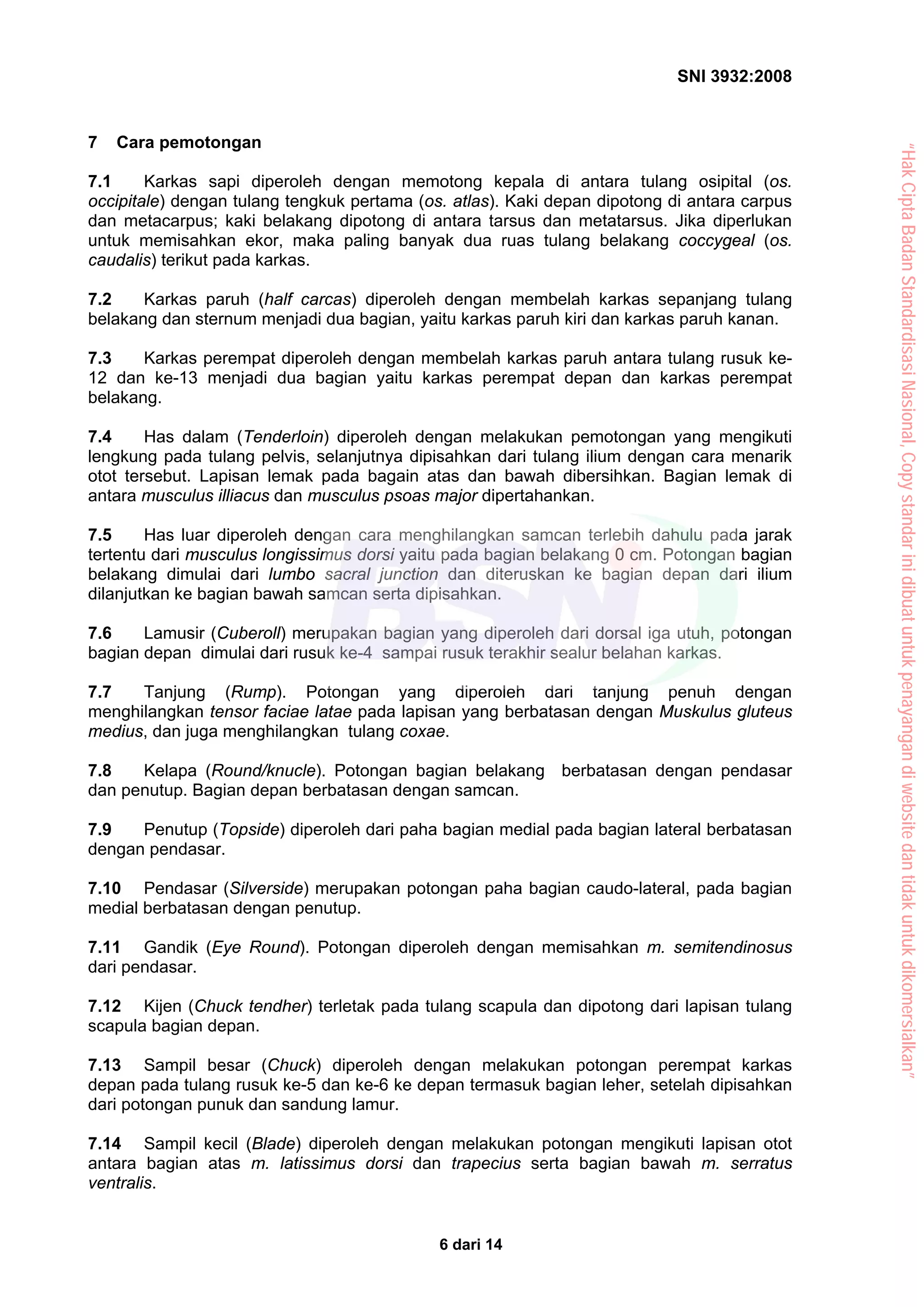 Sni karkas dan daging sapi | PDF