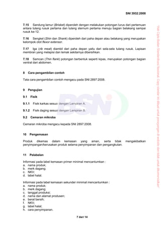 Sni karkas dan daging sapi | PDF