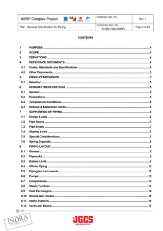 S 000-1360-0001 v-1_0001_general specification for piping | PDF