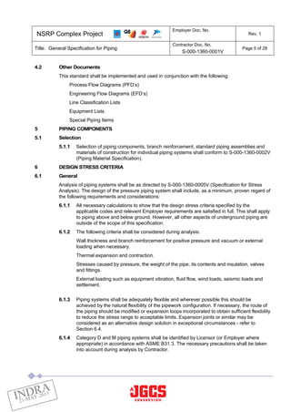 S 000-1360-0001 v-1_0001_general specification for piping | PDF