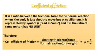 FRICTION - WORKSHOP CALCUALTION AND SCIENCE 2ND YEAR | PPTX