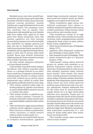 ƏDƏBİYYAT TƏLİMİ METODLARININ TƏSNİFAT PROBLEMİ / THE PROBLEM OF CLASSIFICATION OF THE ...