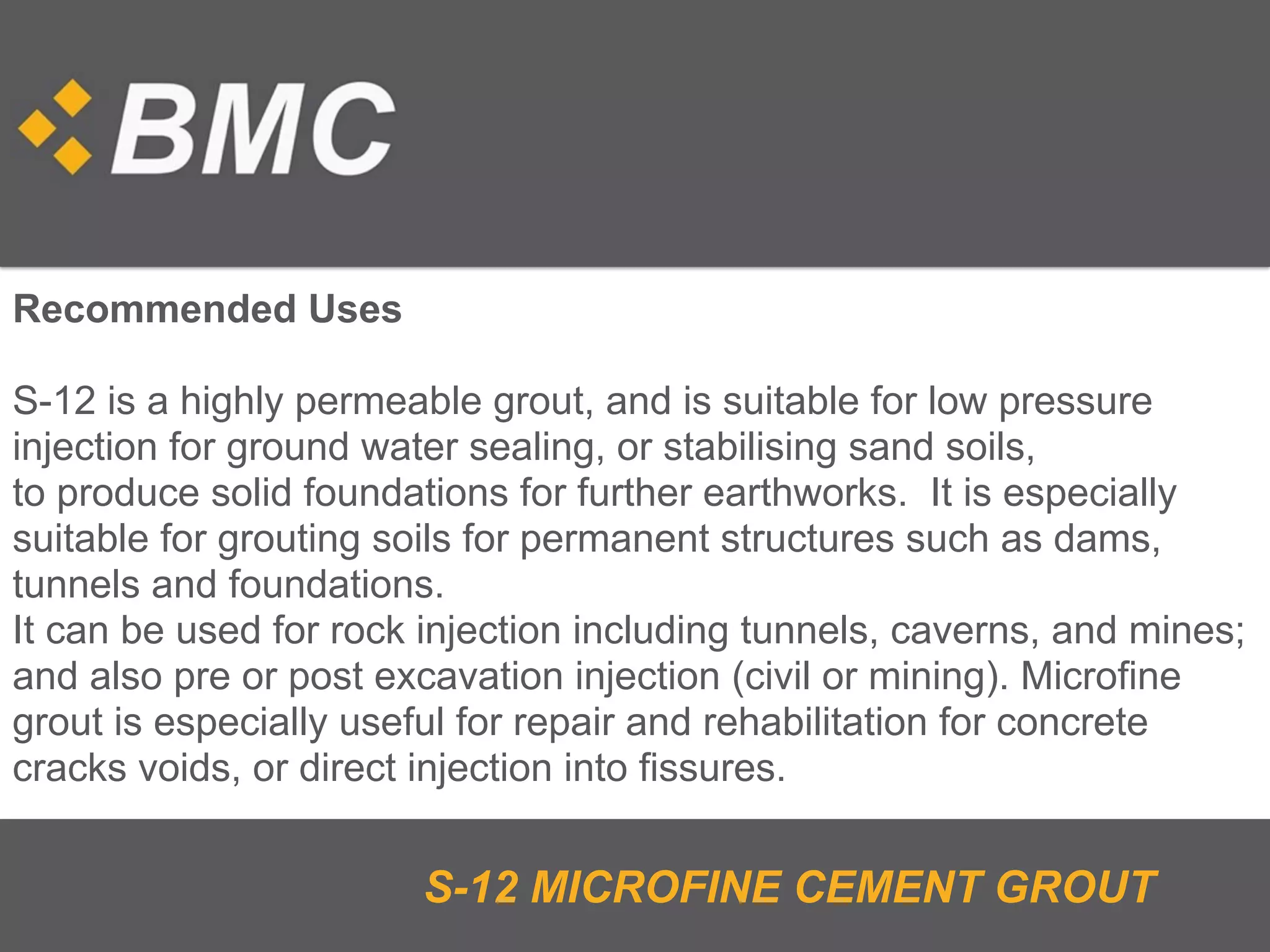 S 12 microfine injection grout | PPT