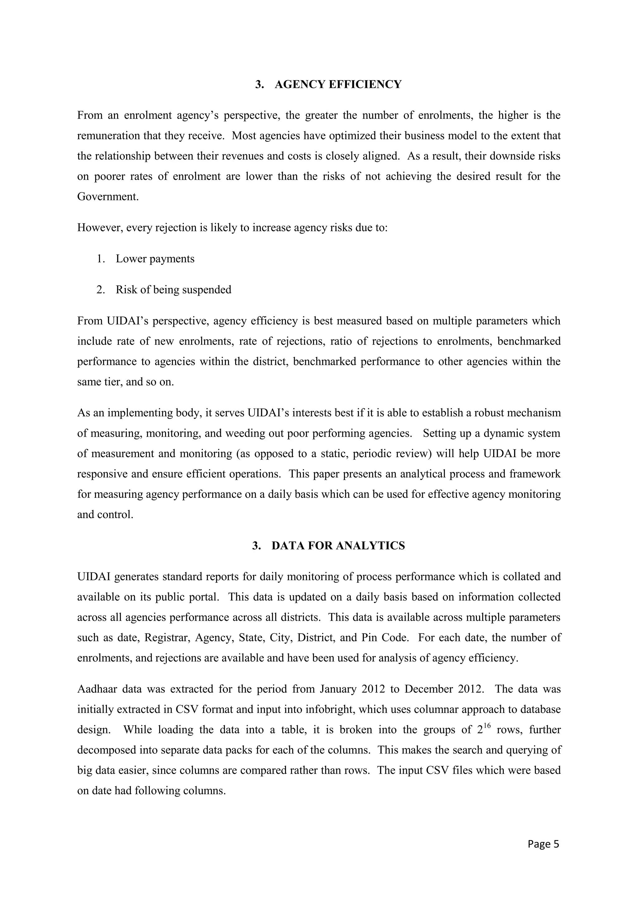 Optimizing Agency Efficiency For Aadhaar Enrolments Pdf