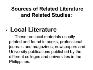 Sample Entry of Related Literature and Related Study | PPTX