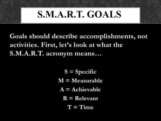 S.M.A.R.T. objectives | PPTX