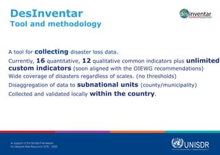 National Disaster Loss Databases (using DesInventar methodology) | PPT
