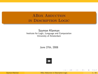 ABox Abduction in the Description Logic | PPT