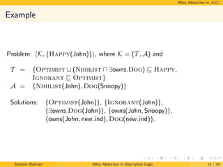 ABox Abduction in the Description Logic | PPT