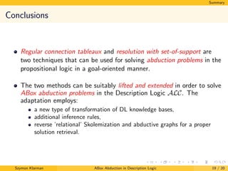 ABox Abduction in the Description Logic | PPT