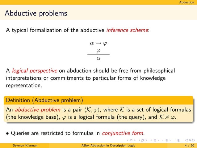 ABox Abduction in the Description Logic | PPT