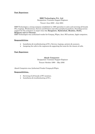 S.manjunath profile | DOC | Cloud Computing | Internet