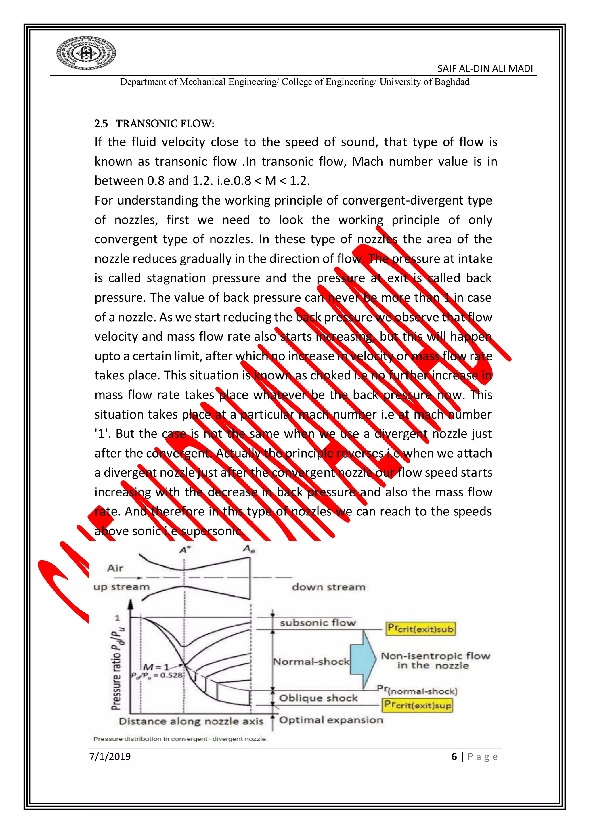 Pressure distribution along convergent- divergent Nozzle | PDF