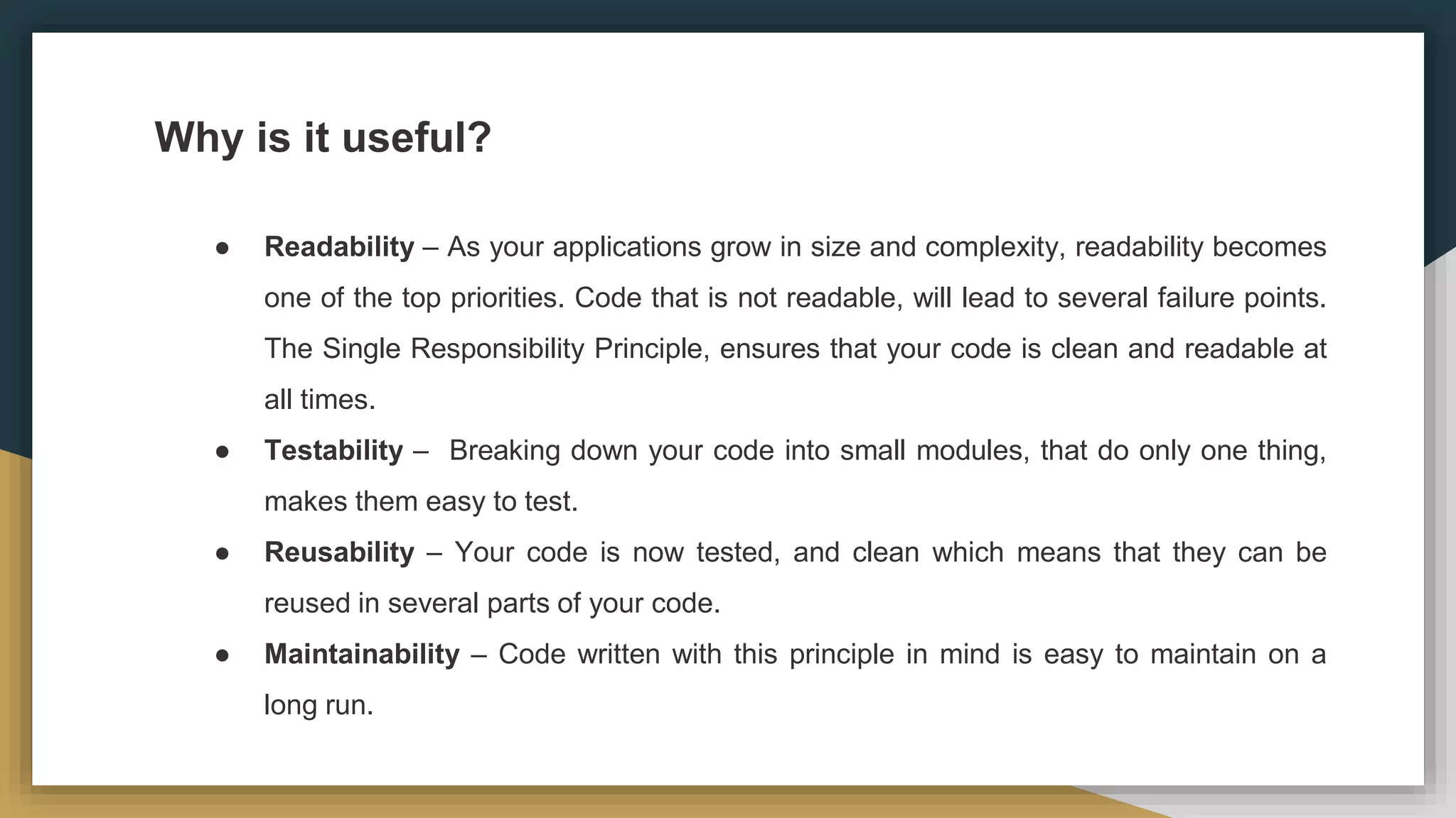 S.O.L.I.D. principles of software development | PPTX | Programming Languages | Computing