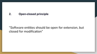 S.O.L.I.D. principles of software development | PPTX | Programming ...