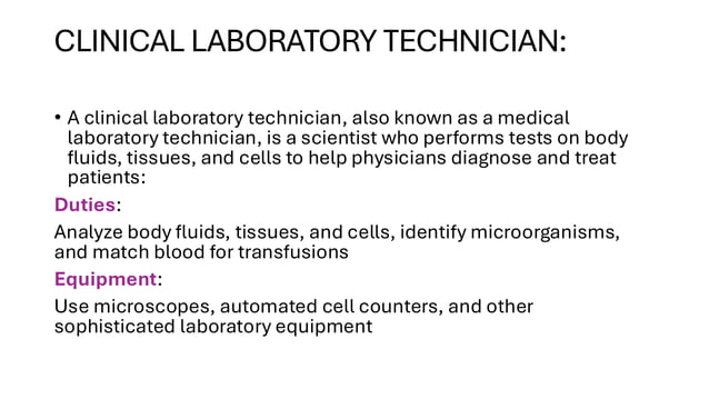 CLT - Role of medical Laboratory Technician - Safety Measurement | PDF